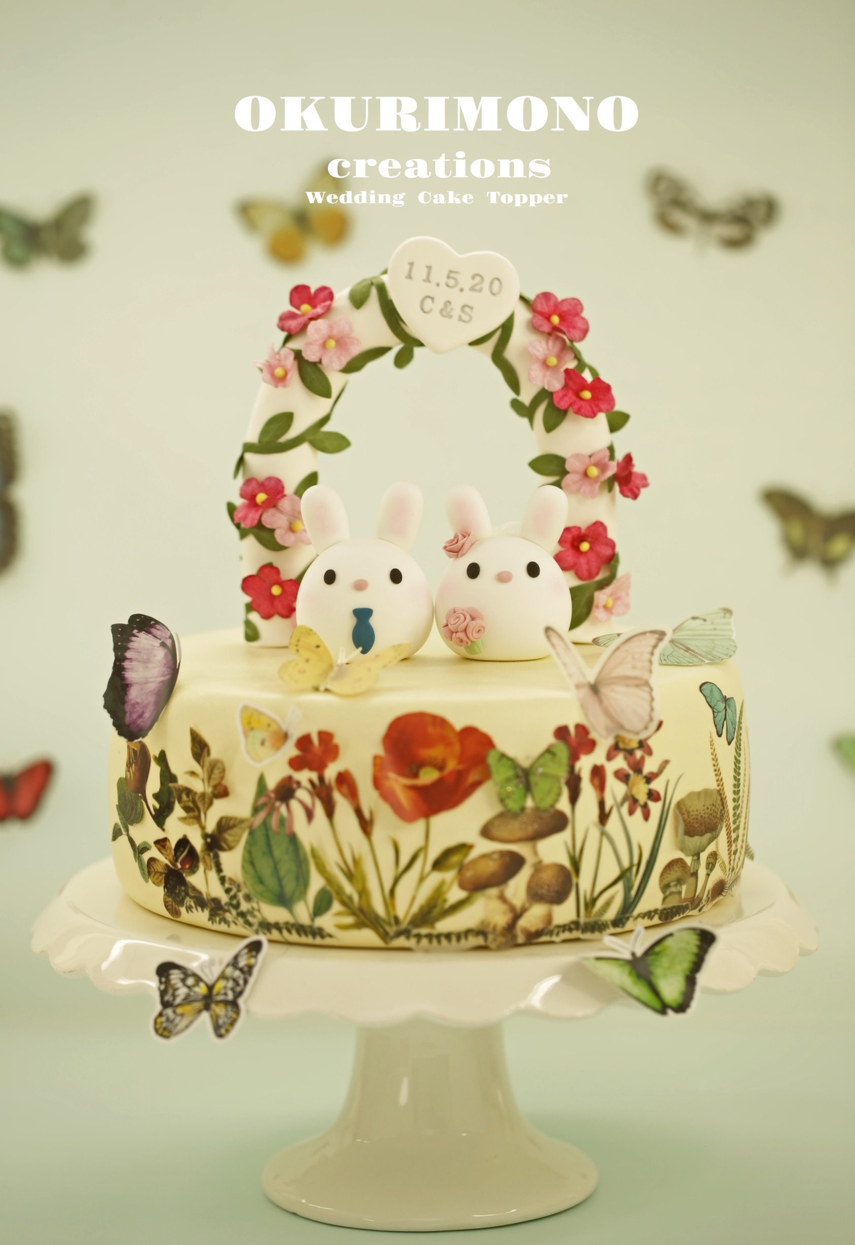 Bunny Wedding Cake Topper,rabbit Cake Topper,handmade Couple Cake ...