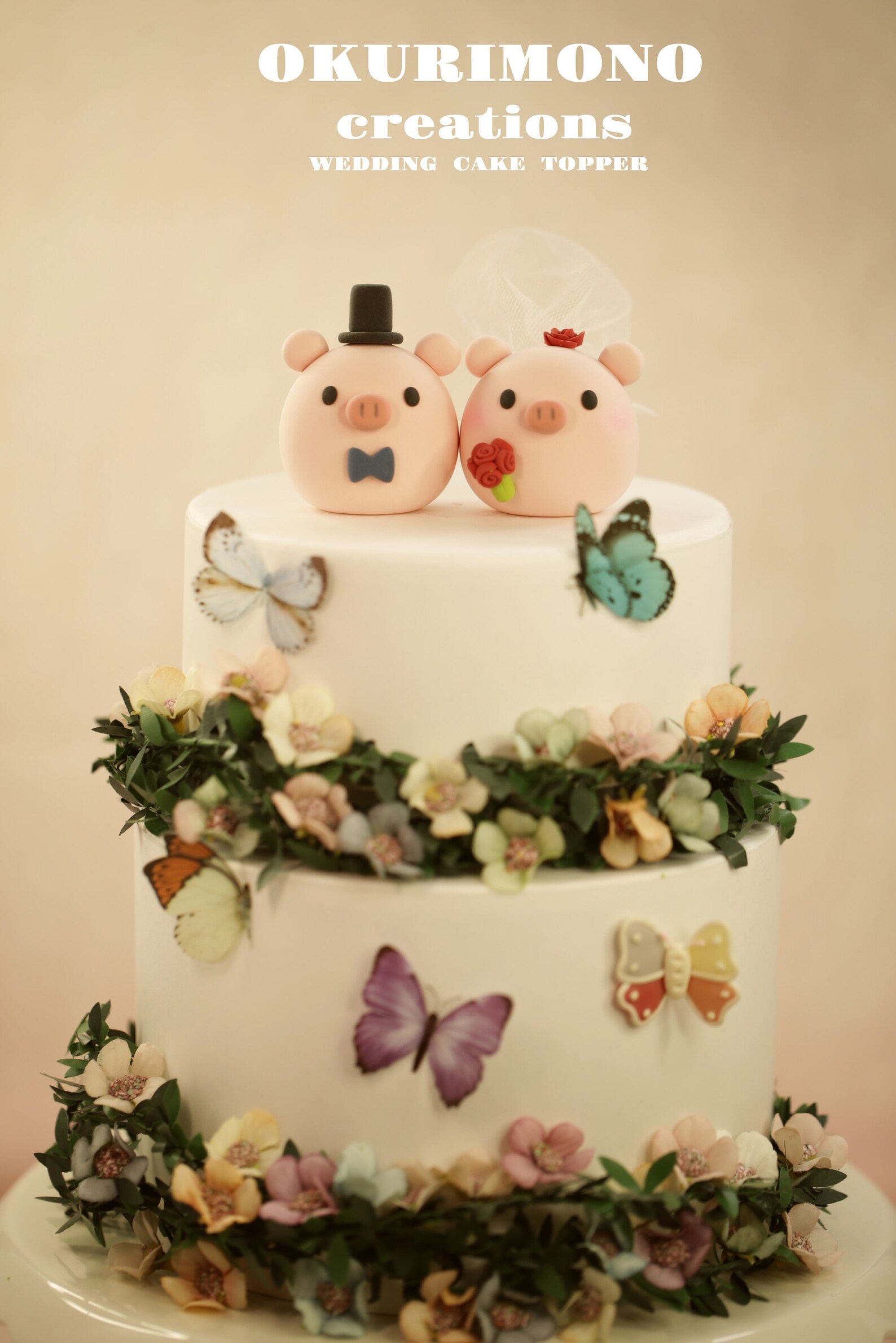 Pig Wedding Cake Topperpiggy Cake Topperhandmade Couple Cake - Etsy