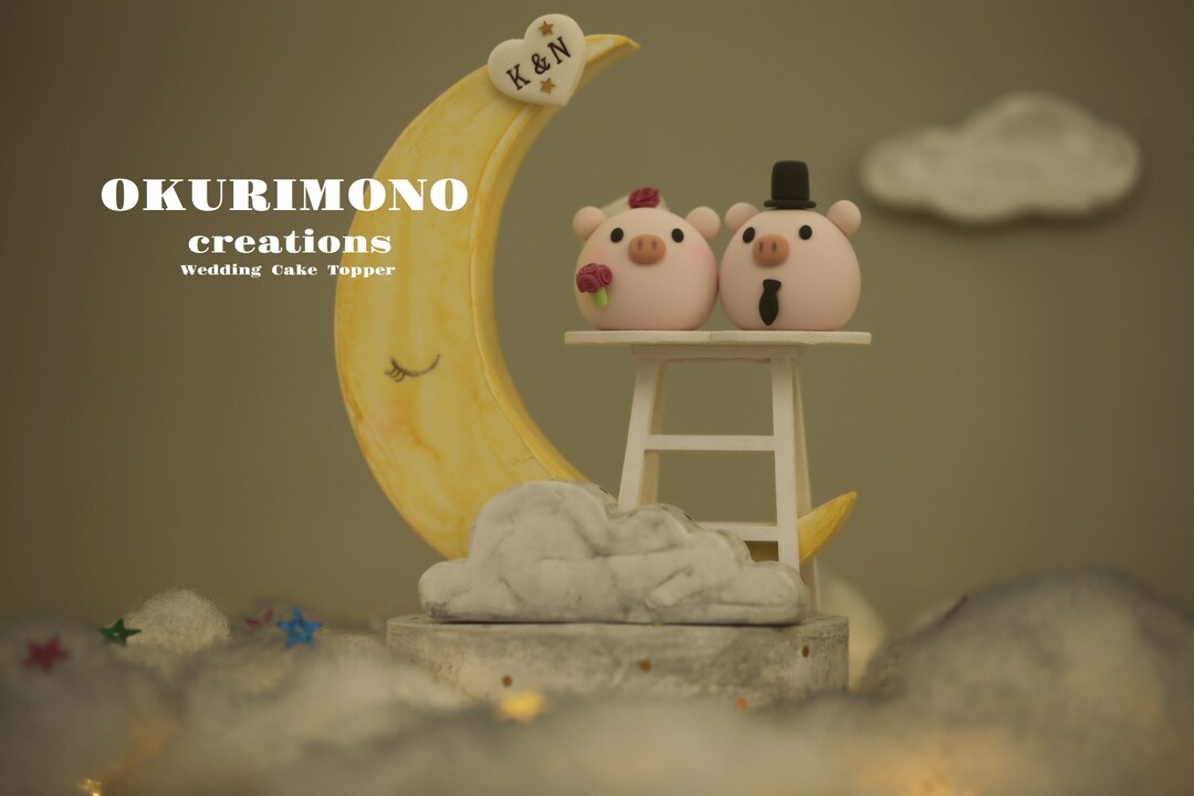 Pig Wedding Cake Topper,piggy Cake Topper,handmade Couple Cake Topper ...