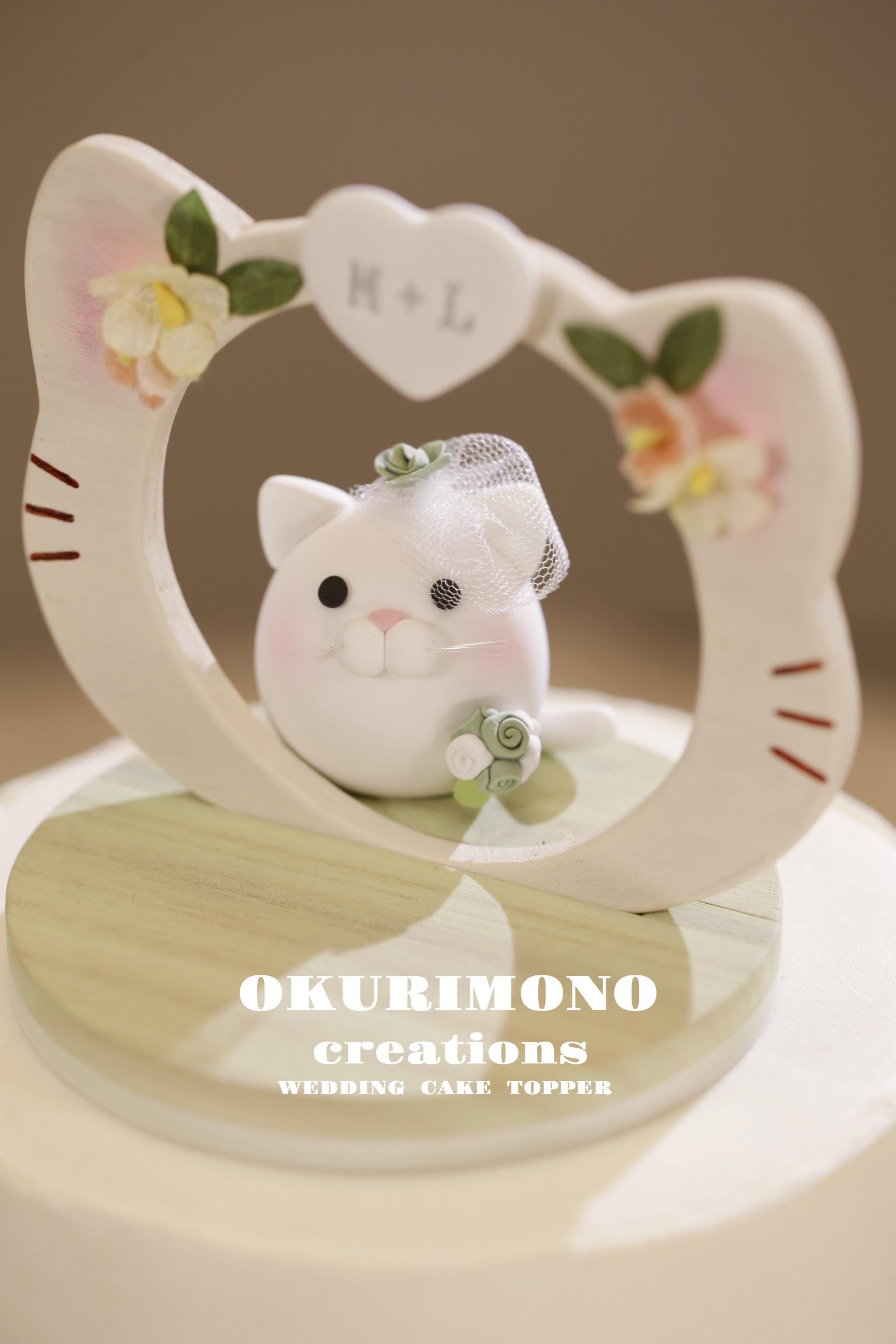 Kitty Wedding Cake Topper,cat Cake Topper,handmade Couple Cake Topper ...