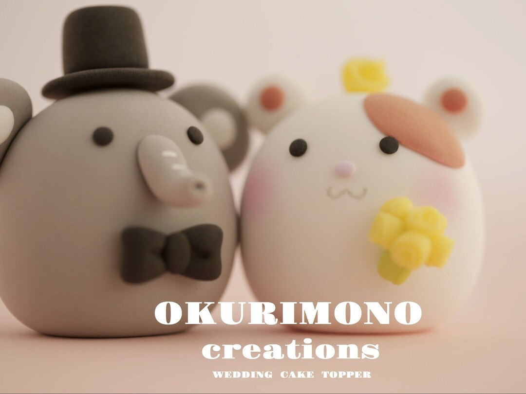 Hamster and Elephant Wedding Cake Topper,hamster Couple Cake Topper ...