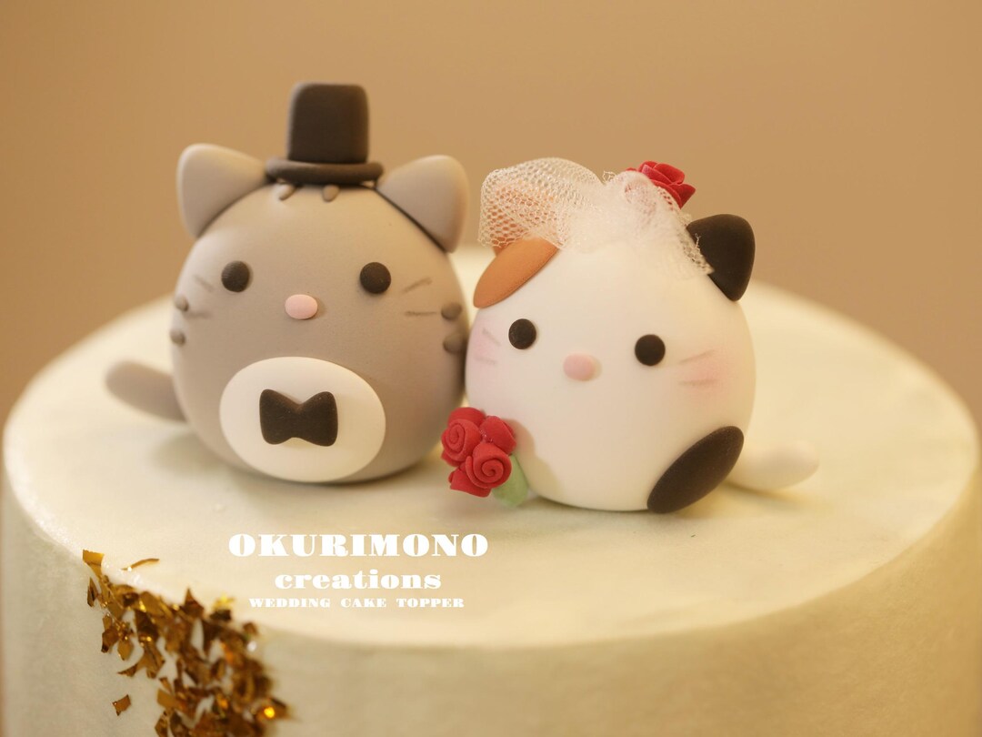 Kitty Cake Topper,calico Cat and Tabby Cat Cake Topper,couple Cake ...
