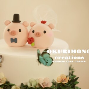 Pig Wedding Cake Topper,piggy Cake Topper,handmade Couple Cake Topper ...