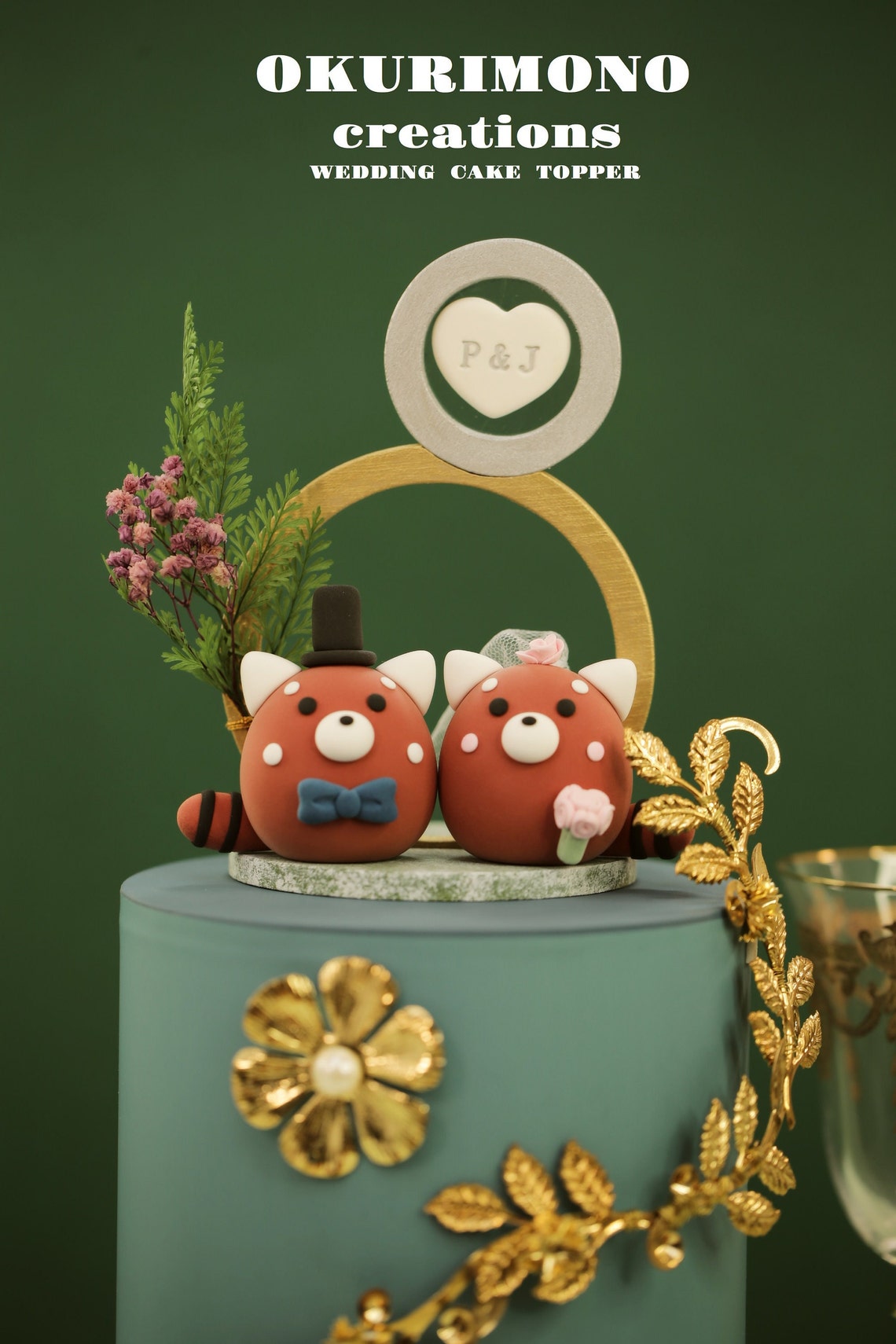 Red Panda Wedding Cake Topper,handmade Couple Cake Topper,custom ...