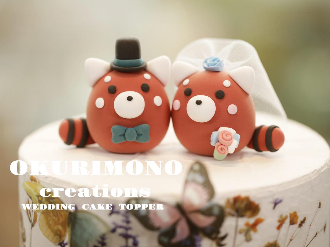 Red Panda Wedding Cake Topper,handmade Couple Cake Topper,custom ...