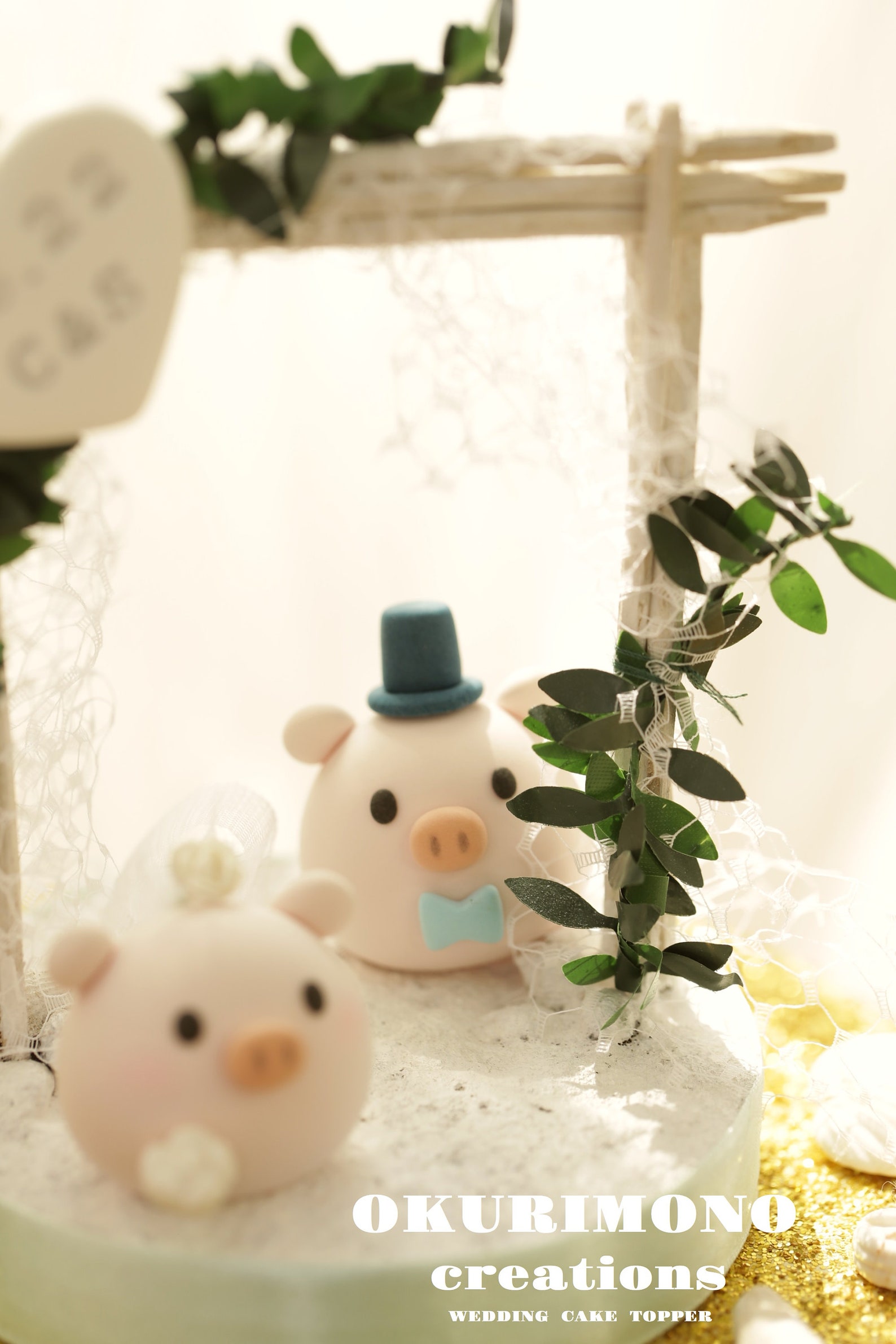 Pig Wedding Cake Topperpiggy Cake Topperhandmade Couple Cake - Etsy