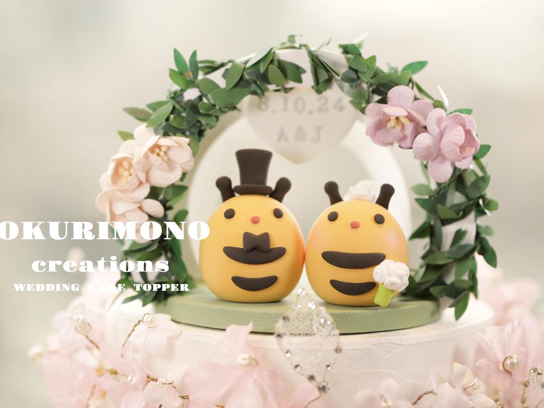 Kissing Bee Wedding Cake Topper,handmade Bees Cake Topper,custom ...