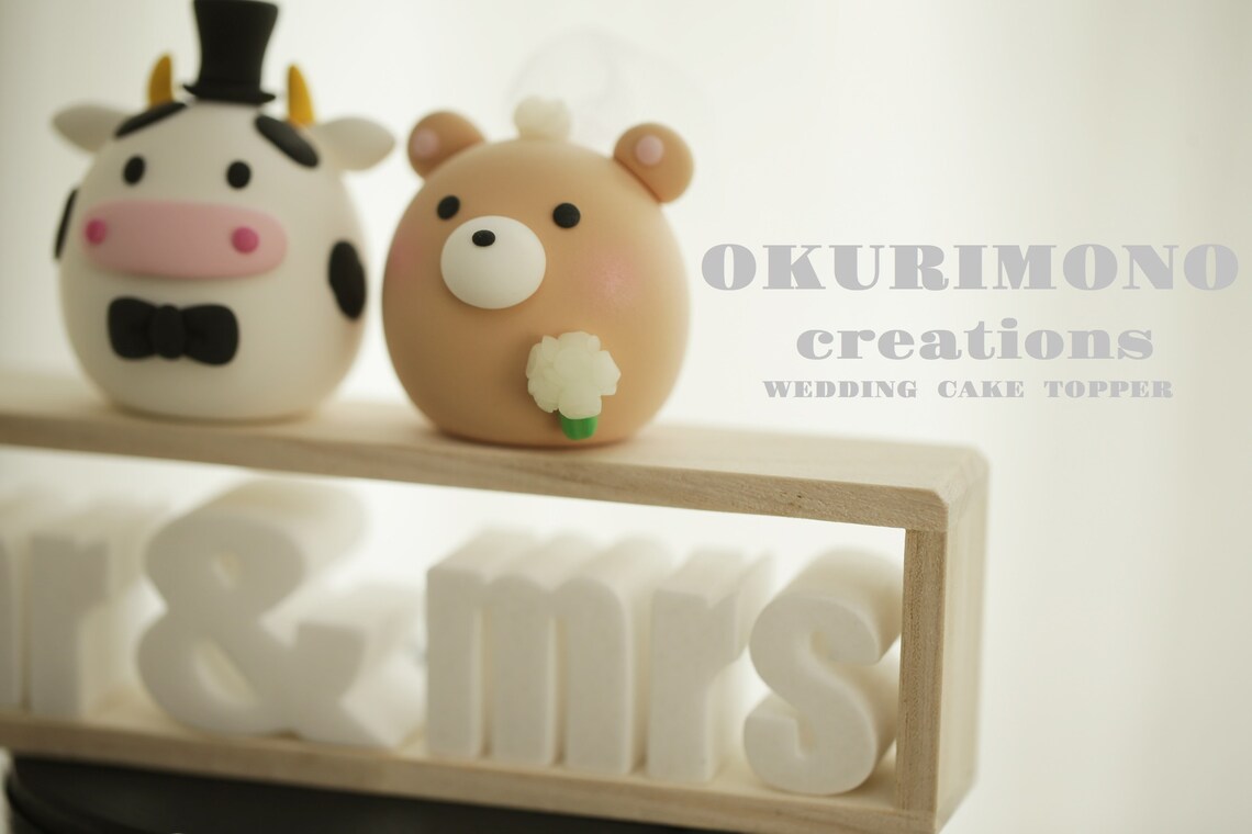 Bear and Cow Wedding Cake Topper,bear and Ox Cake Topper,teddy Bear ...