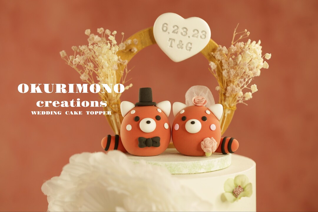 Red Panda Wedding Cake Topper,handmade Couple Cake Topper,custom ...