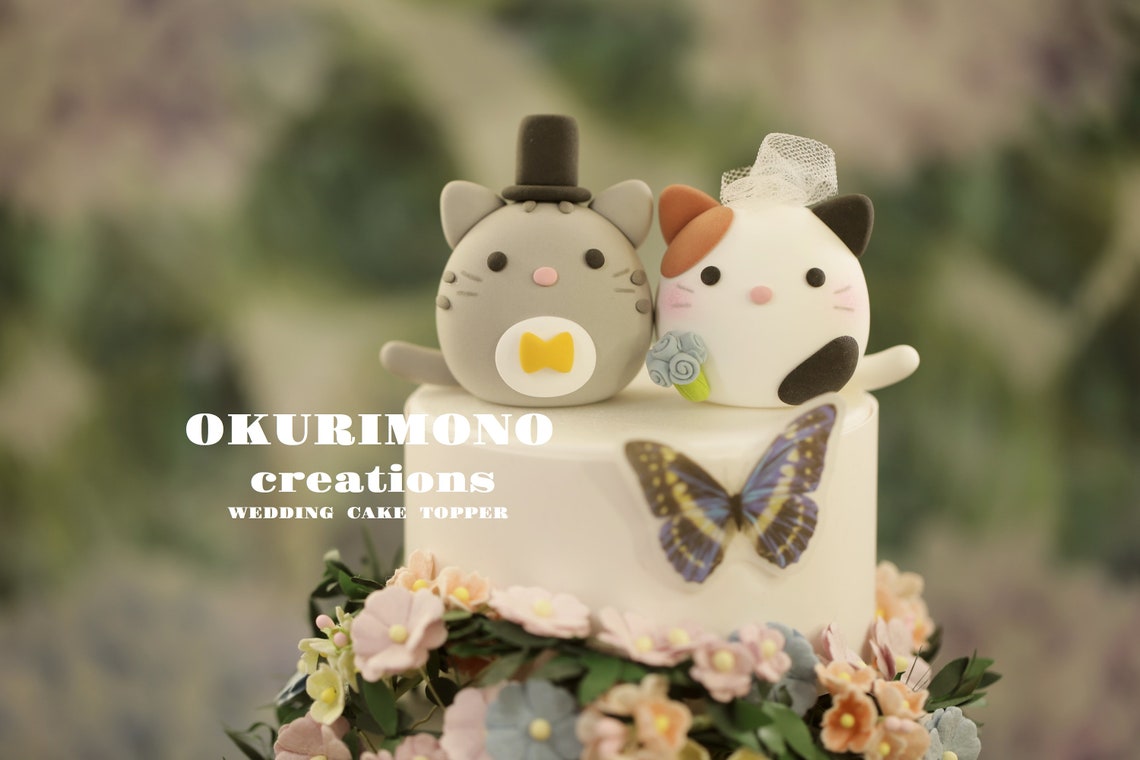 Kitty Cake Topper,calico Cat and Tabby Cat Cake Topper,couple Cake ...