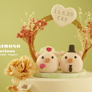 Pig Wedding Cake Topper,piggy Cake Topper,handmade Couple Cake Topper ...