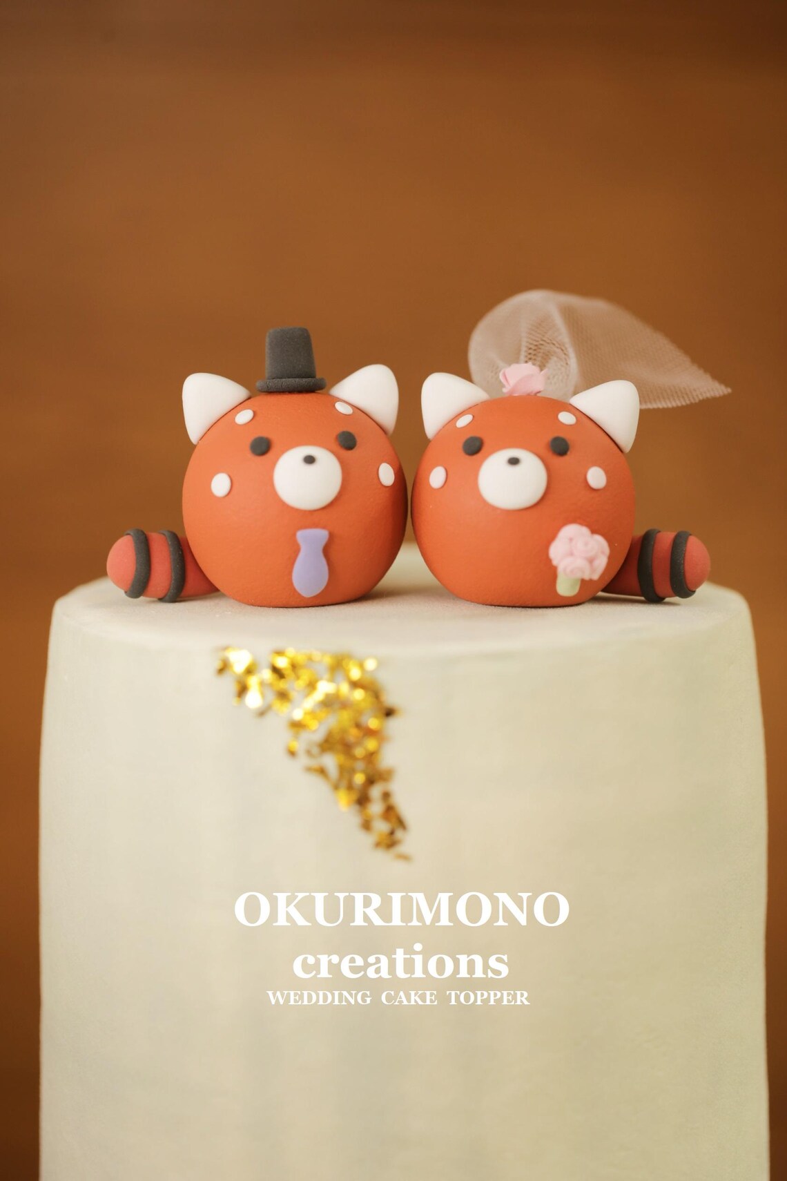 Red Panda Wedding Cake Topper,handmade Couple Cake Topper,custom ...