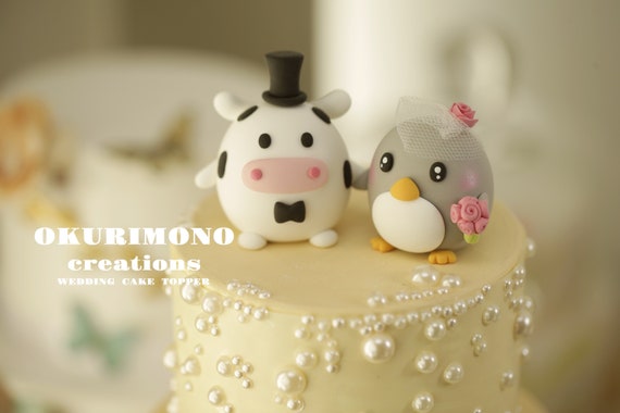 Penguin and Cow Wedding Cake Topperpenguin and Ox Cake - Etsy