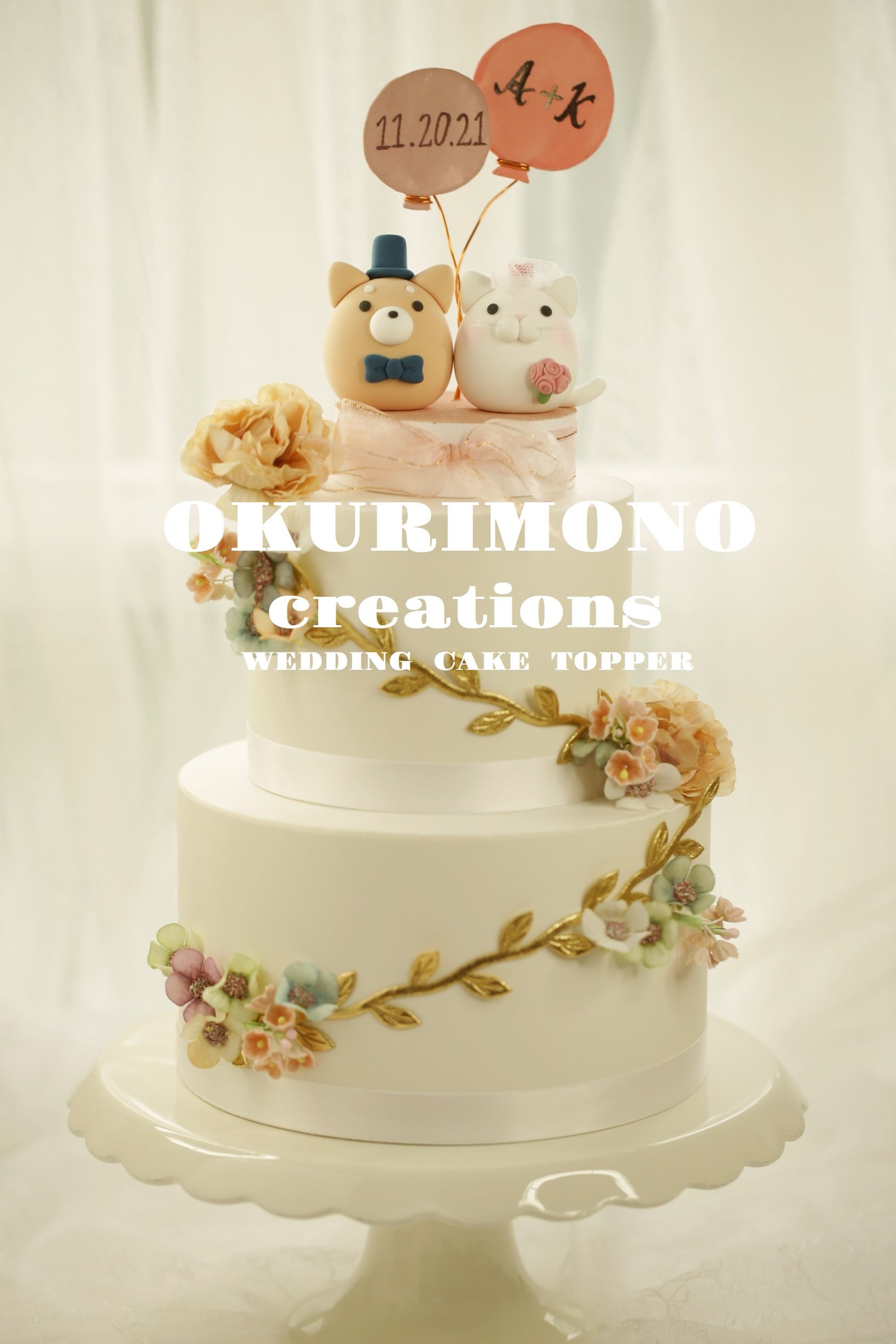 Shiba Inu and Kitty Wedding Cake Topper,shiba Inu and Cat Cake Topper ...
