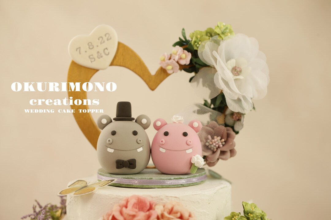 Hippo Wedding Cake Topper,custom Hippo Couple Cake Topper,birthday Cake ...