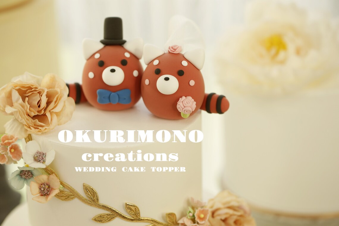 Red Panda Wedding Cake Topper,handmade Couple Cake Topper,custom ...