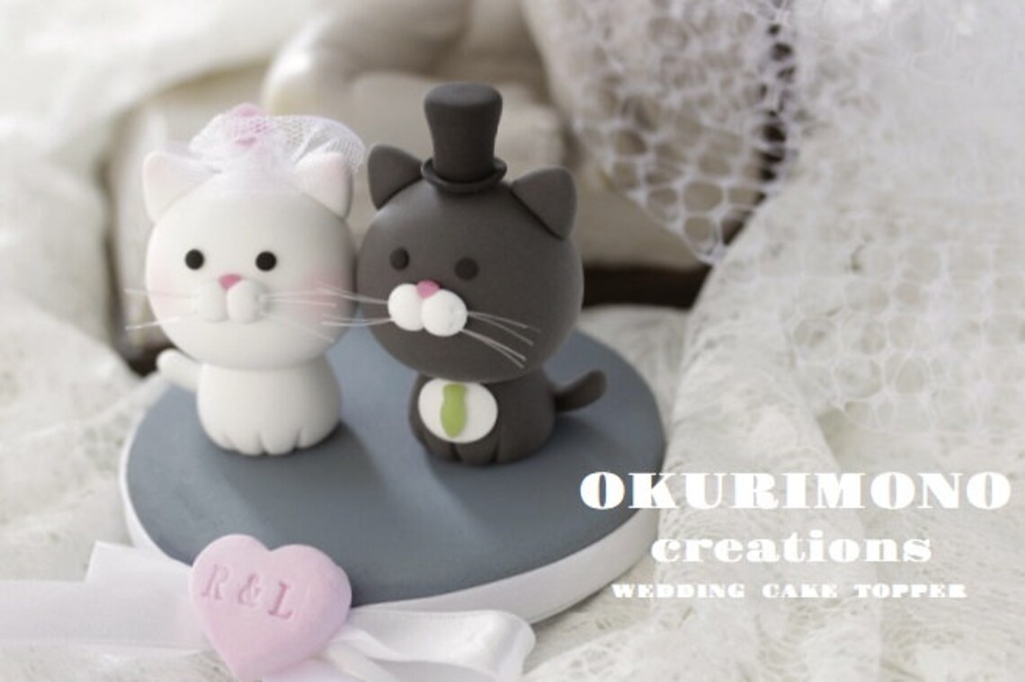 Kitty Wedding Cake Topper,cat Cake Topper,handmade Couple Cake Topper ...