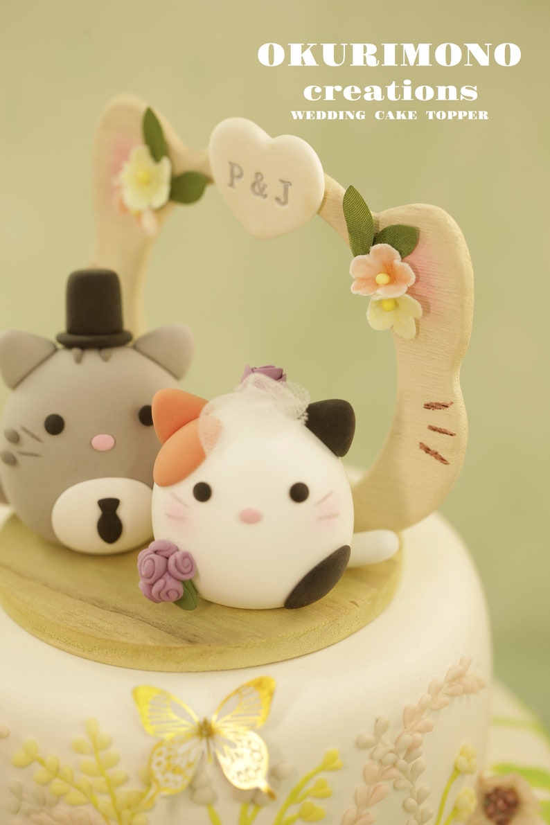 Kitty Cake Topper,calico Cat and Tabby Cat Cake Topper,couple Cake ...