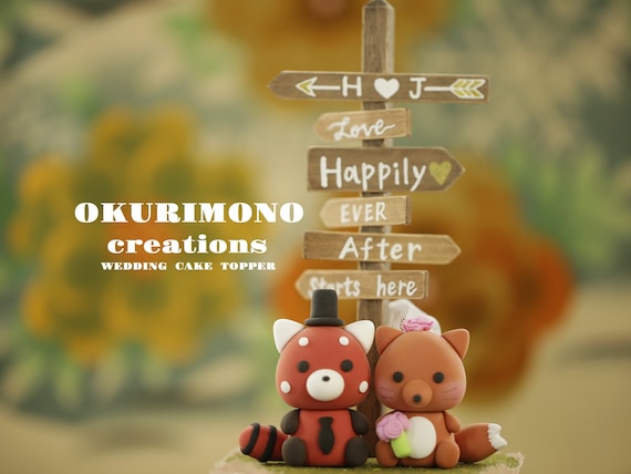 Red Panda and Fox Wedding Cake Topperred Fox Cake - Etsy