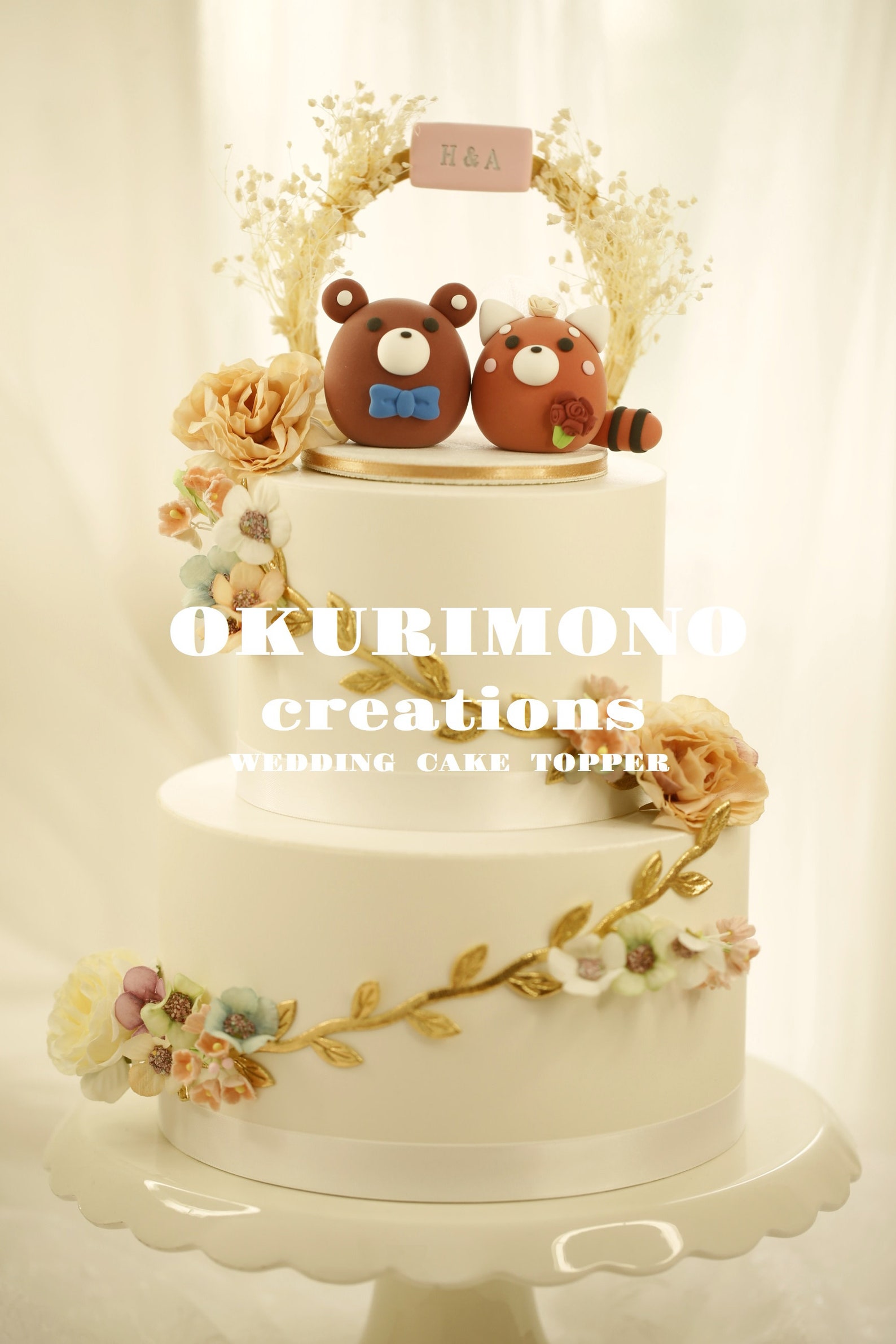 Red Panda and Bear Wedding Cake Topper,red Panda Cake Topper,teddy Bear ...