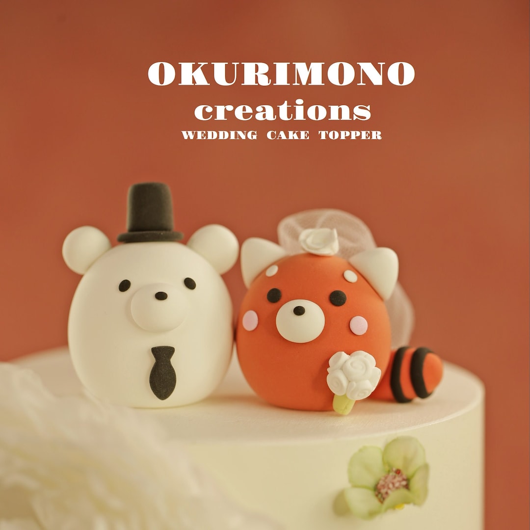 Red Panda and Polar Bear Wedding Cake Topper,red Panda Cake Topper ...