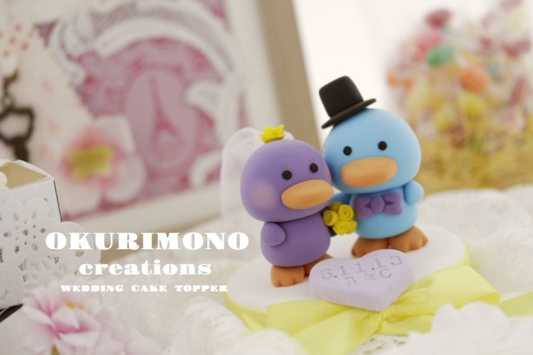 Topper de pastel de bodas de pato, topper de pastel de pareja de patos ...