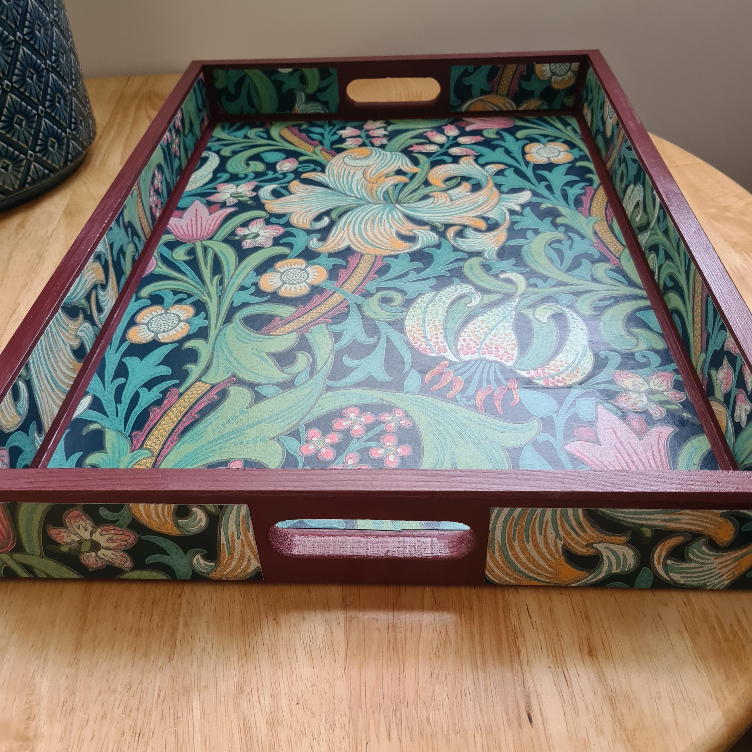 Golden Lily Galactic Ink Serving Tray With Red Paint, William Morris ...