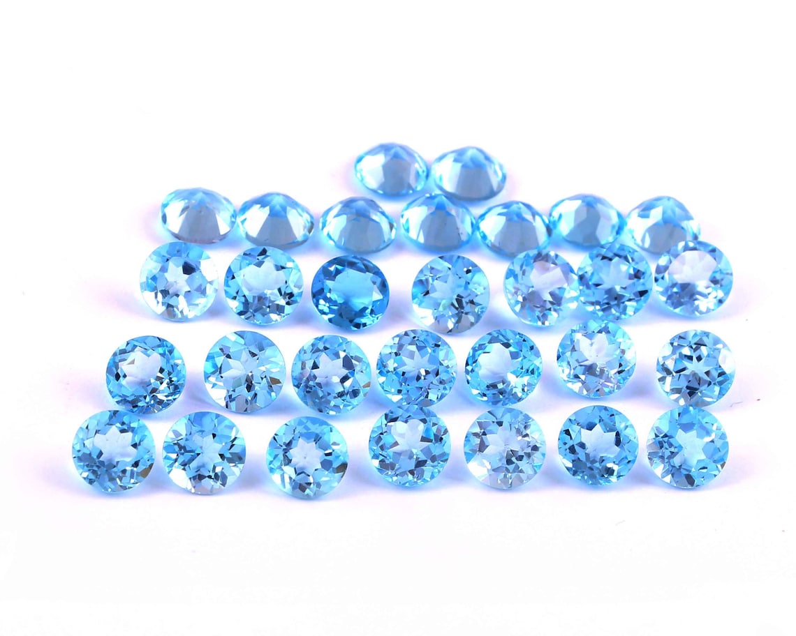 Natural Blue Topaz, Swiss Blue Topaz, Blue Topaz, Blue Topaz Round Cut ...