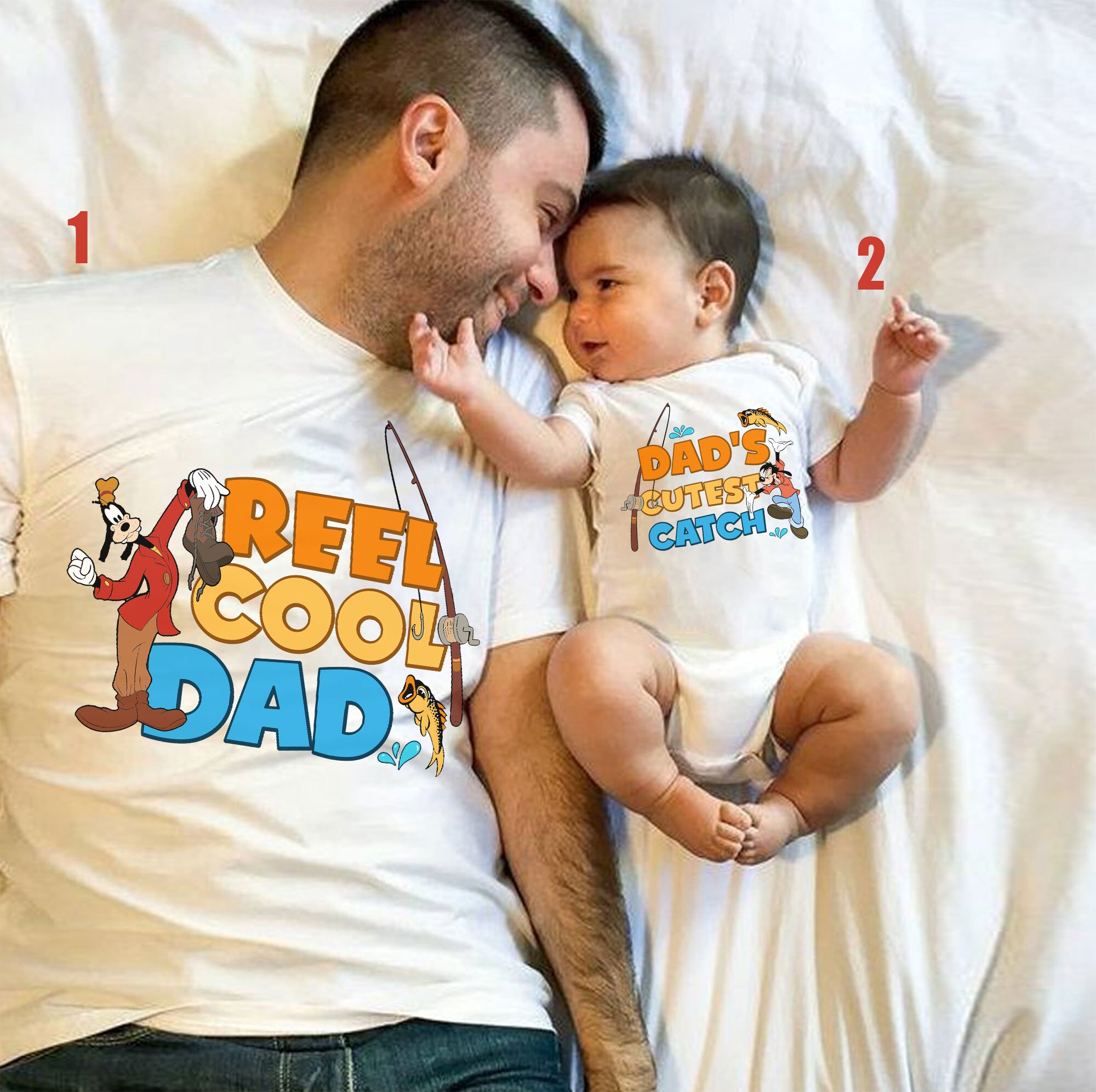 Reel Cool Dad Son Fishing Goofy and Max Goof Father's Day - Etsy