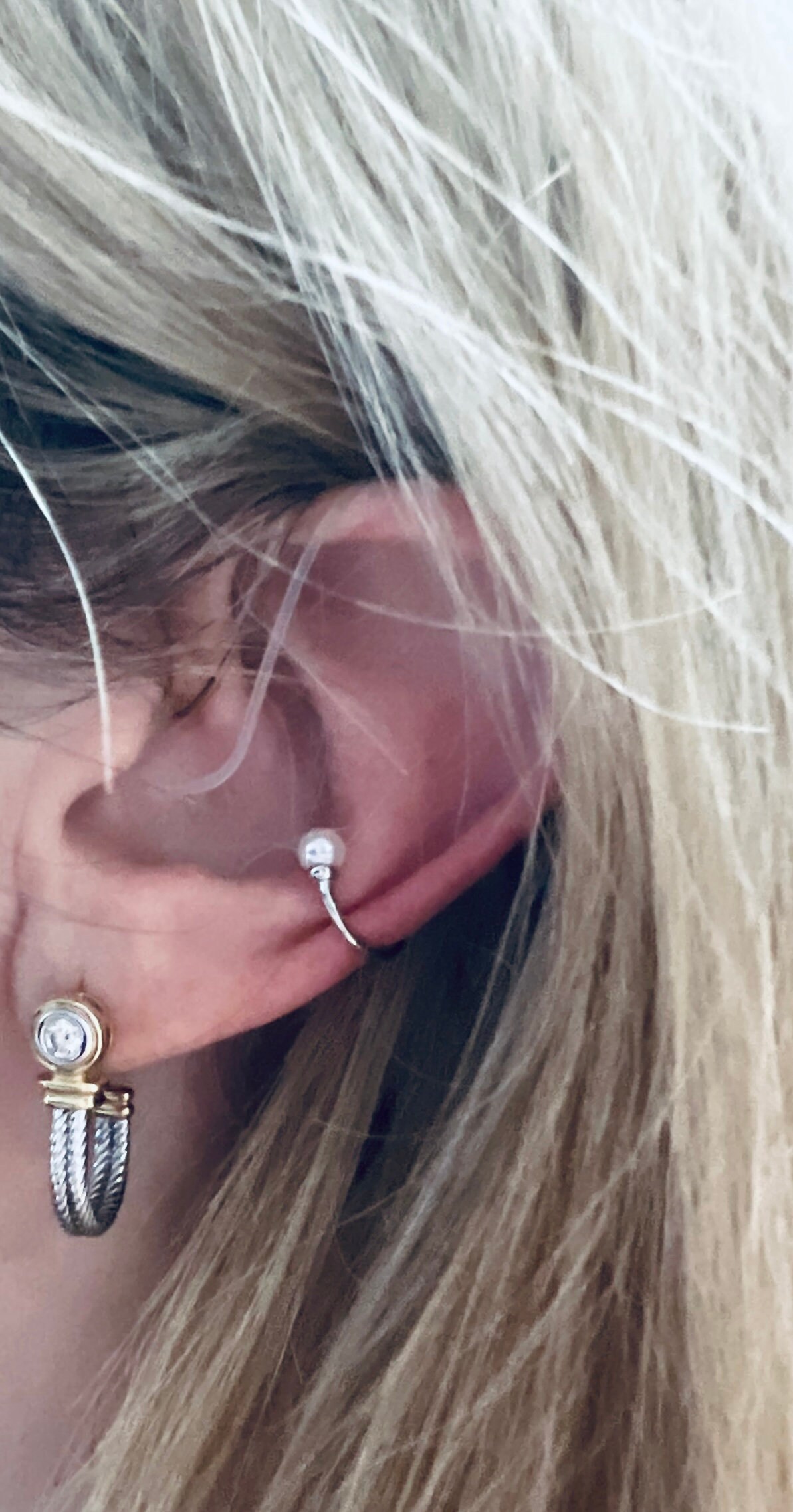 Pearl/diamond Hearing Aid Retention Ring Jewelry No Piercing - Etsy