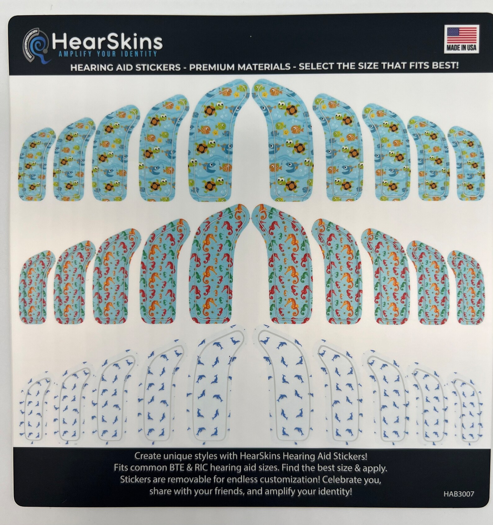 Hearskins Hearing Aid Stickers 3 Designs per Sheet - Children and Adult ...