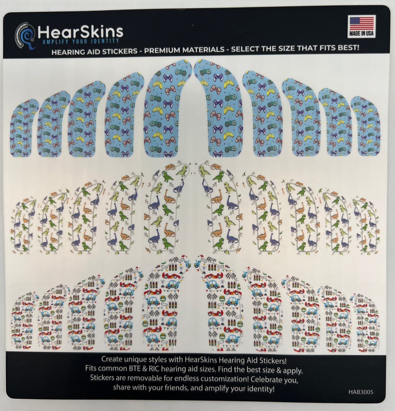 Hearskins Hearing Aid Stickers 3 Designs per Sheet - Children and Adult ...
