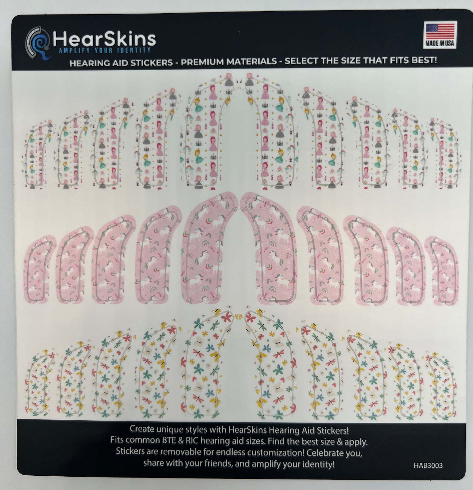 Hearskins Hearing Aid Stickers 3 Designs per Sheet - Children and Adult ...