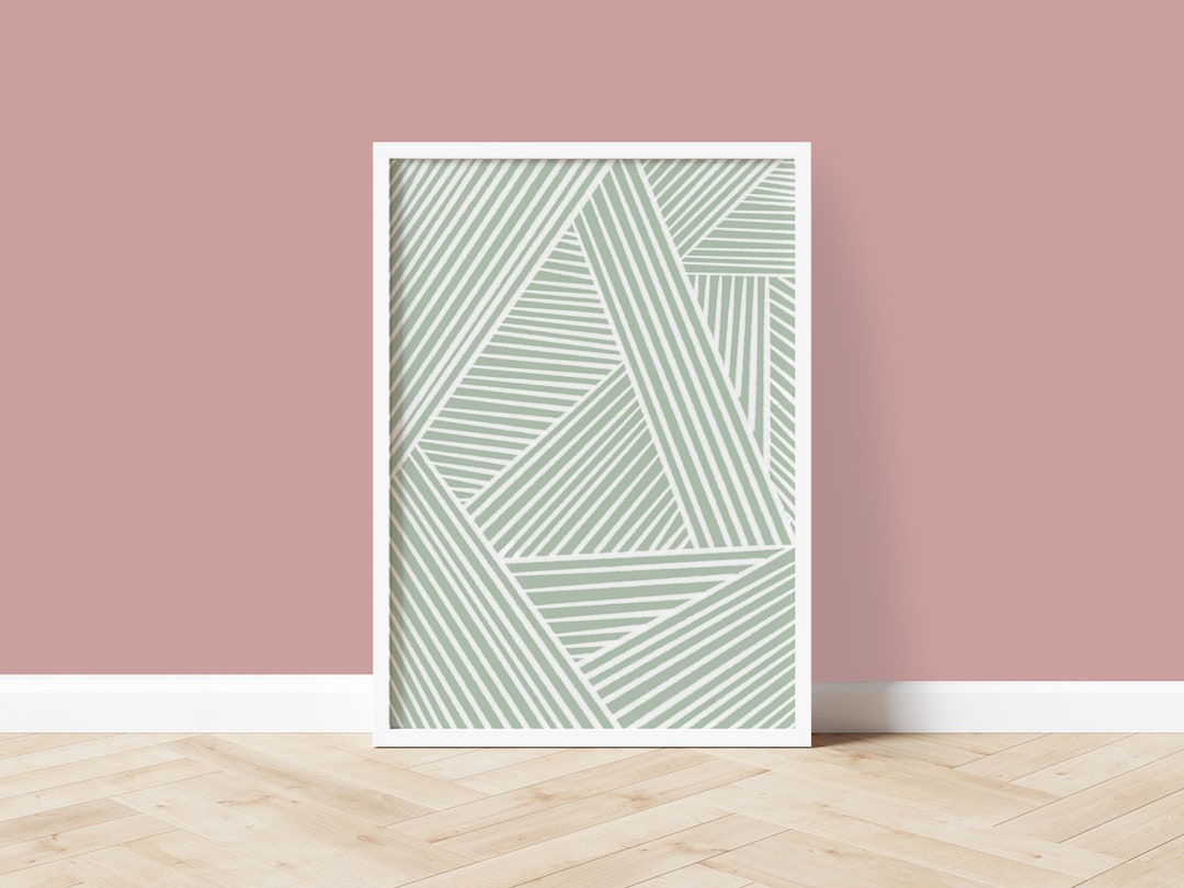 Sage Green Abstract Line Art Digital Download, Abstract Geometric Wall ...