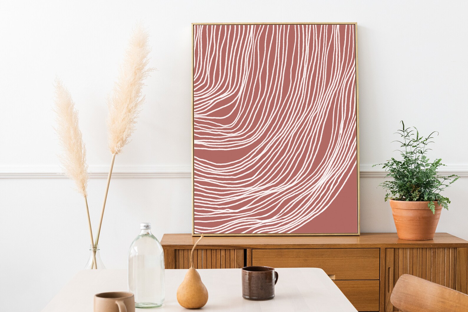 Berry Abstract Line Art Digital Download, Abstract Geometric Wall Art ...