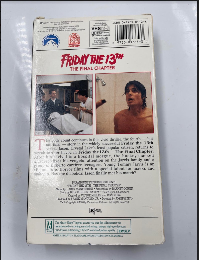 Friday The 13th Part Iv 4 The Final Chapter Vhs 1984 Etsy