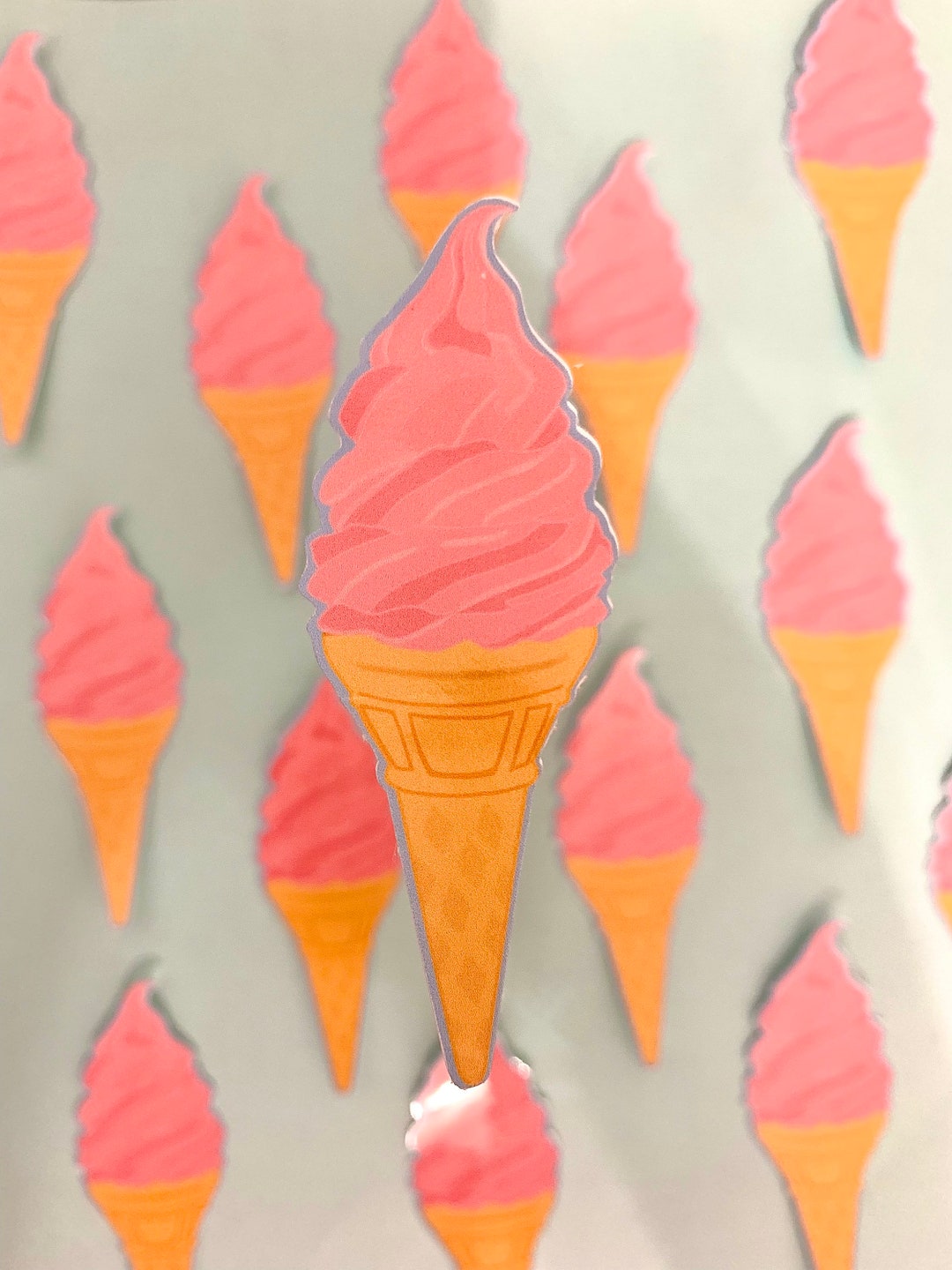 Pink Ice Cream Sticker Icecream Sticker Pink Sticker Icecream Cone ...