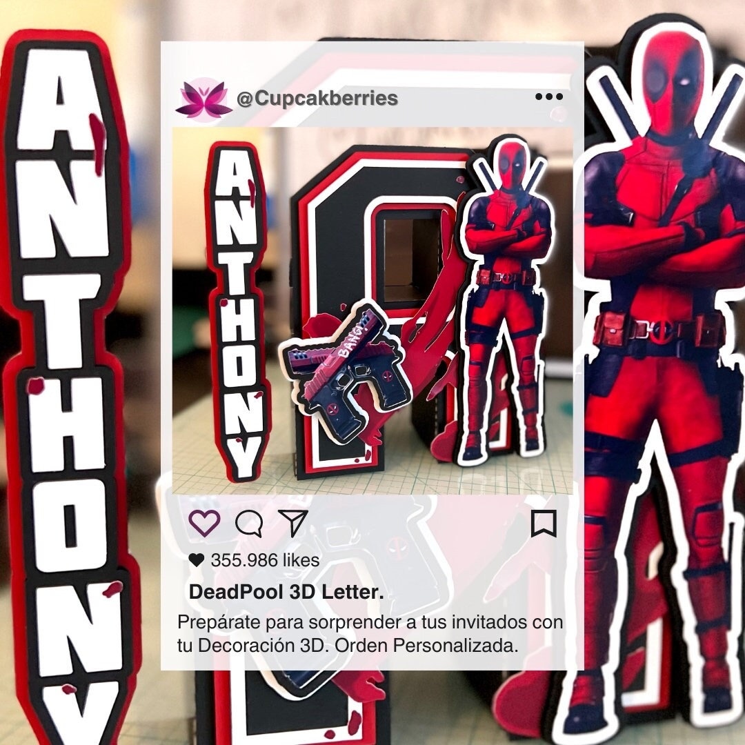 Deadpool 3D Letter With Name - Etsy