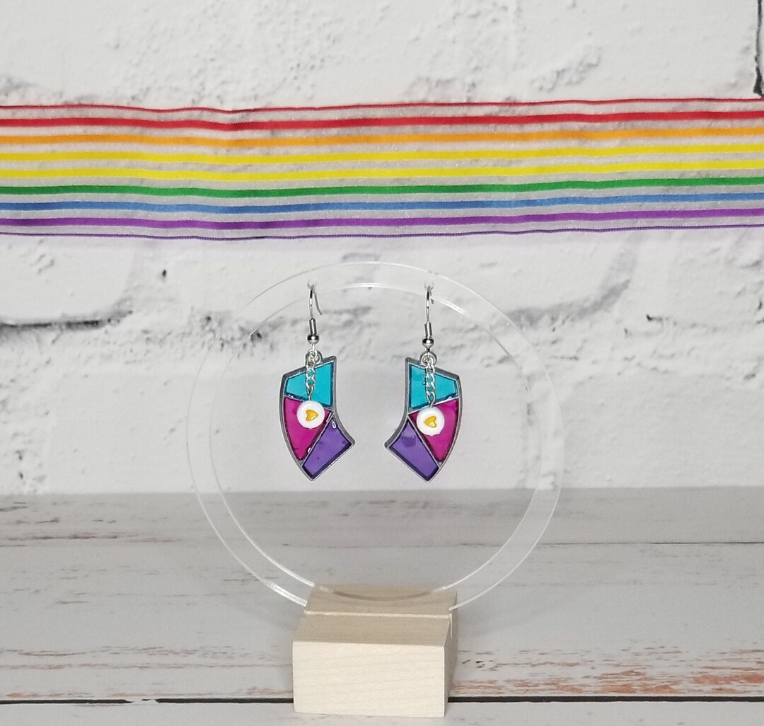 Subtle New POLYAMORY Flag Earrings, Polyam Pride, Curved Rectangle ...