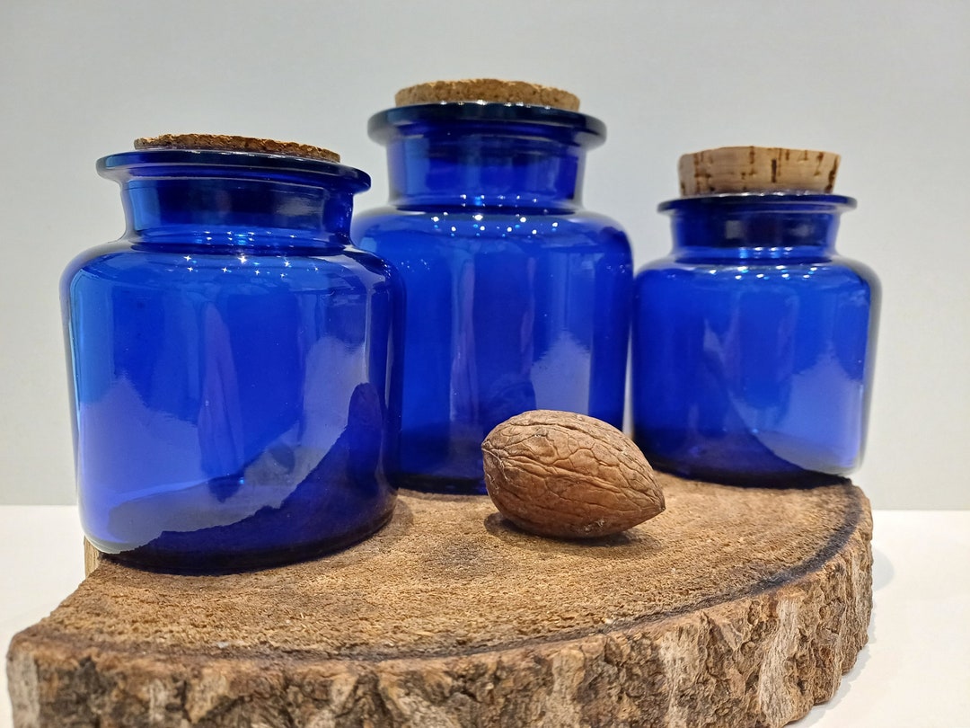 Beautiful, Possibly Belgian, Cobalt Blue Storage or Apothecary Jars ...