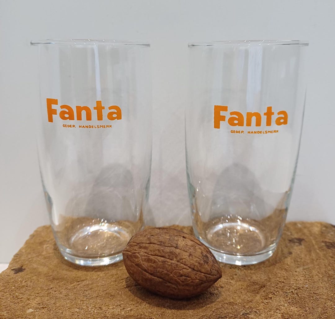 Fanta Glasses, Set of Two Vintage Glasses, With Orange Inscription ...