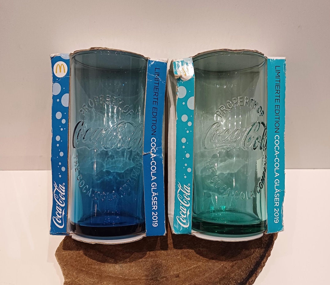 Coca-cola, Single Glass or Set of Two Colored Smooth Slim Tall Glasses ...