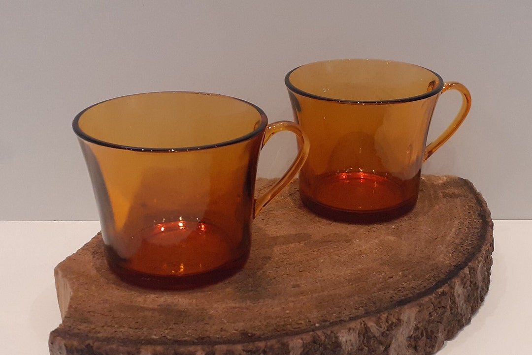Duralex - France, Set of Two or Four Amber-coloured Retro Glass Coffee ...