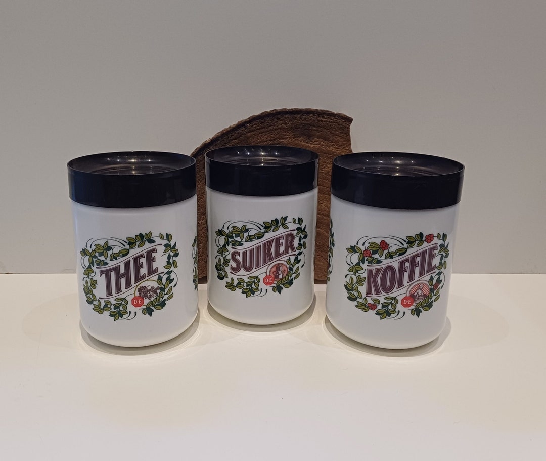 Douwe Egberts - Holland, Loose Milk Glass Storage Jars, for Sugar ...
