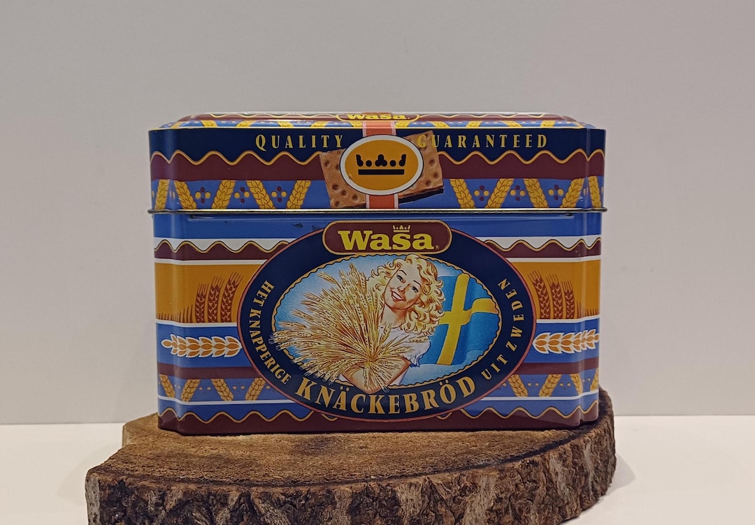Wasa Sweden, Storage Tin for Wasa Crackers, Images of a Young Woman ...