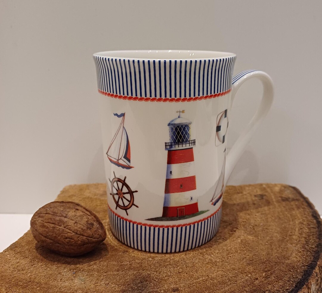 Beautiful Large White Porcelain 'nautical' Mug, Nautical Images ...