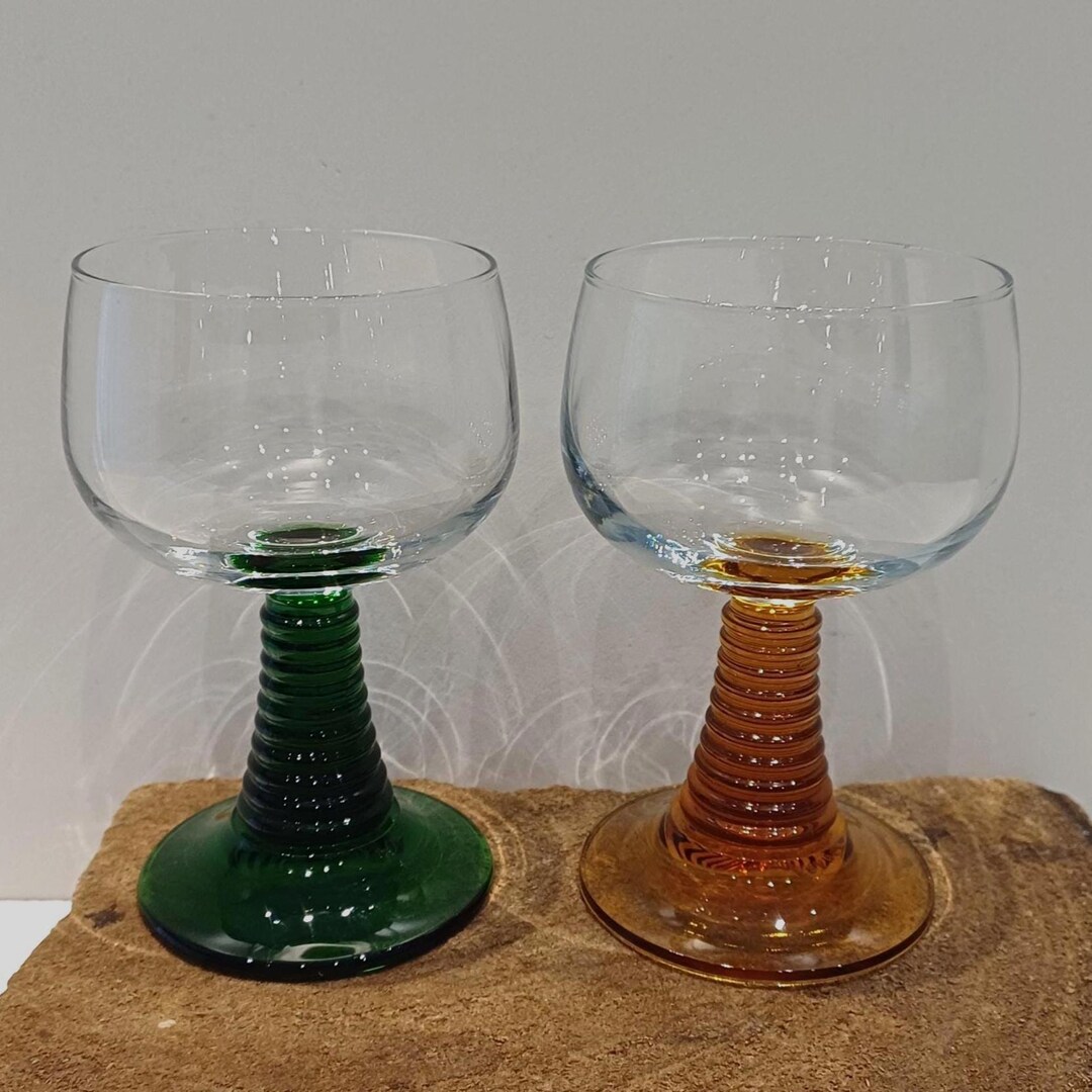 Luminarc- France, Two Small Roemer Wine Glasses, Characteristic Stem ...