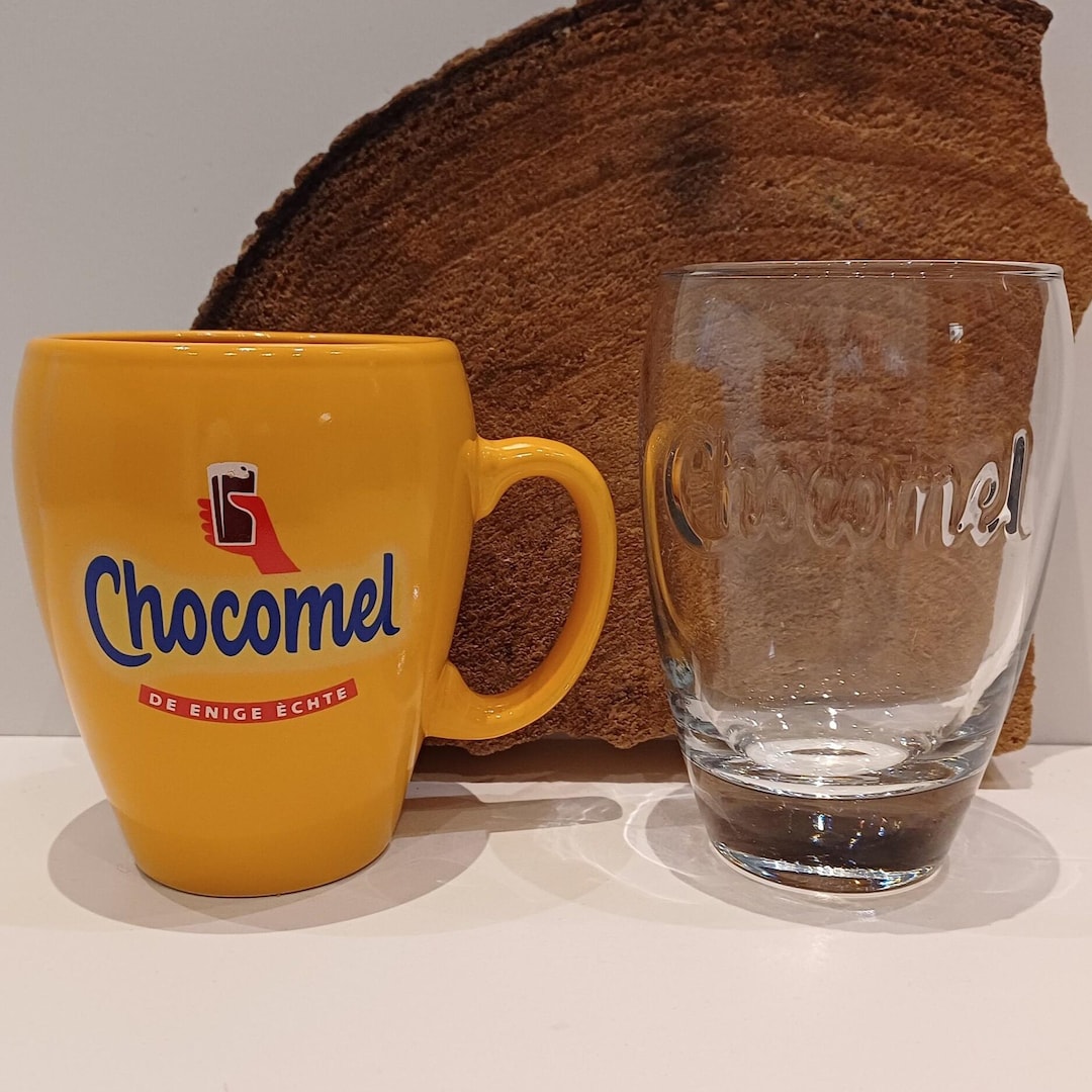 Chocomel, Set of a Classic Yellow Chocomel Mug and Chocomel Glass ...