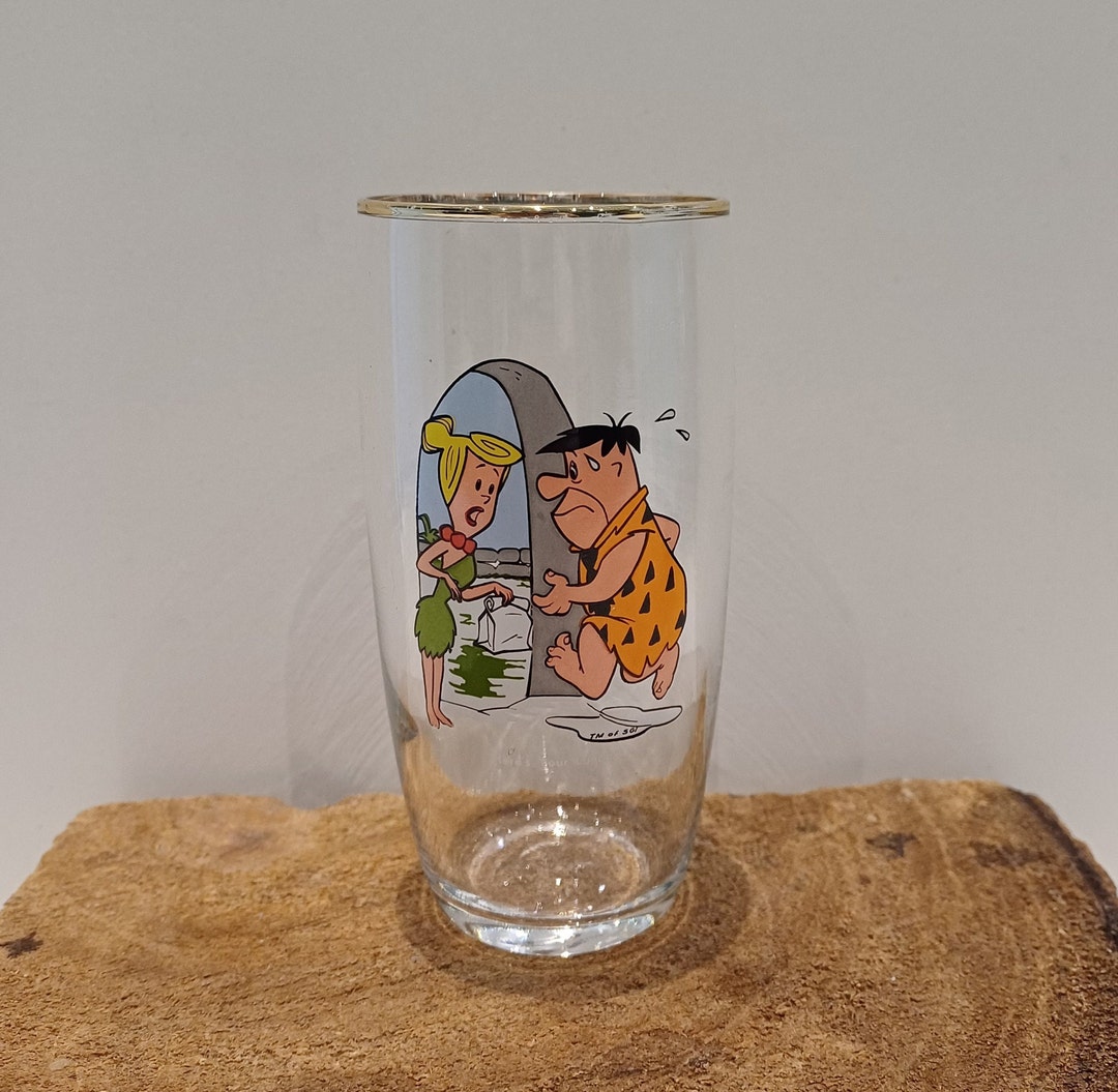 Exota Holland, Fred Flintstone and Wilma Lemonade Glass, Gilded Edge ...