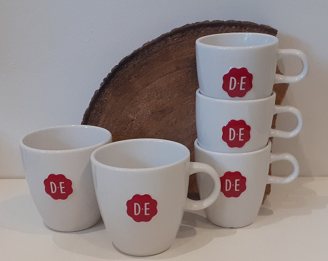 Douwe Egberts, Set of Two or Three White Cappuccino Mugs, or Two or ...